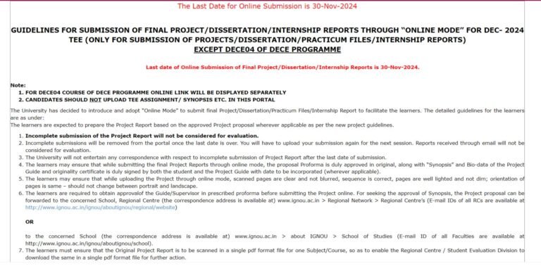 IGNOU Project / Dissertation /Practical Files/ Internship Report 2025 ...